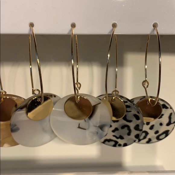 Jewelry | Assorted Hoop Earrings With Disc | Poshmark